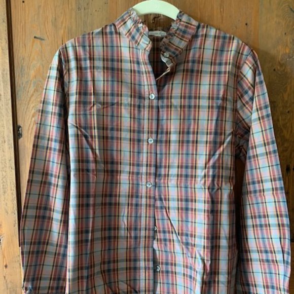 Steven Alan | Tops | Steven Alan Plaid Shirt With Ruffle Collar | Poshmark